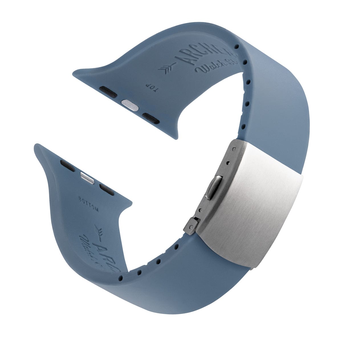 Apple Watch Custom Fit Silicone Watch Band - Steel Blue/Silver – Archer ...