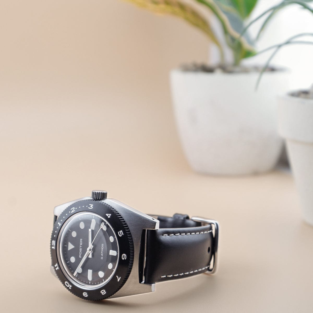 Quick Release Leather - Black/Natural – Archer Watch Straps