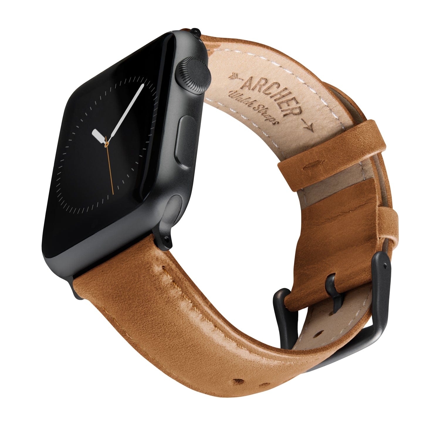 Apple Watch Leather Watch Band - Camel Tan/Matched/Space Gray
