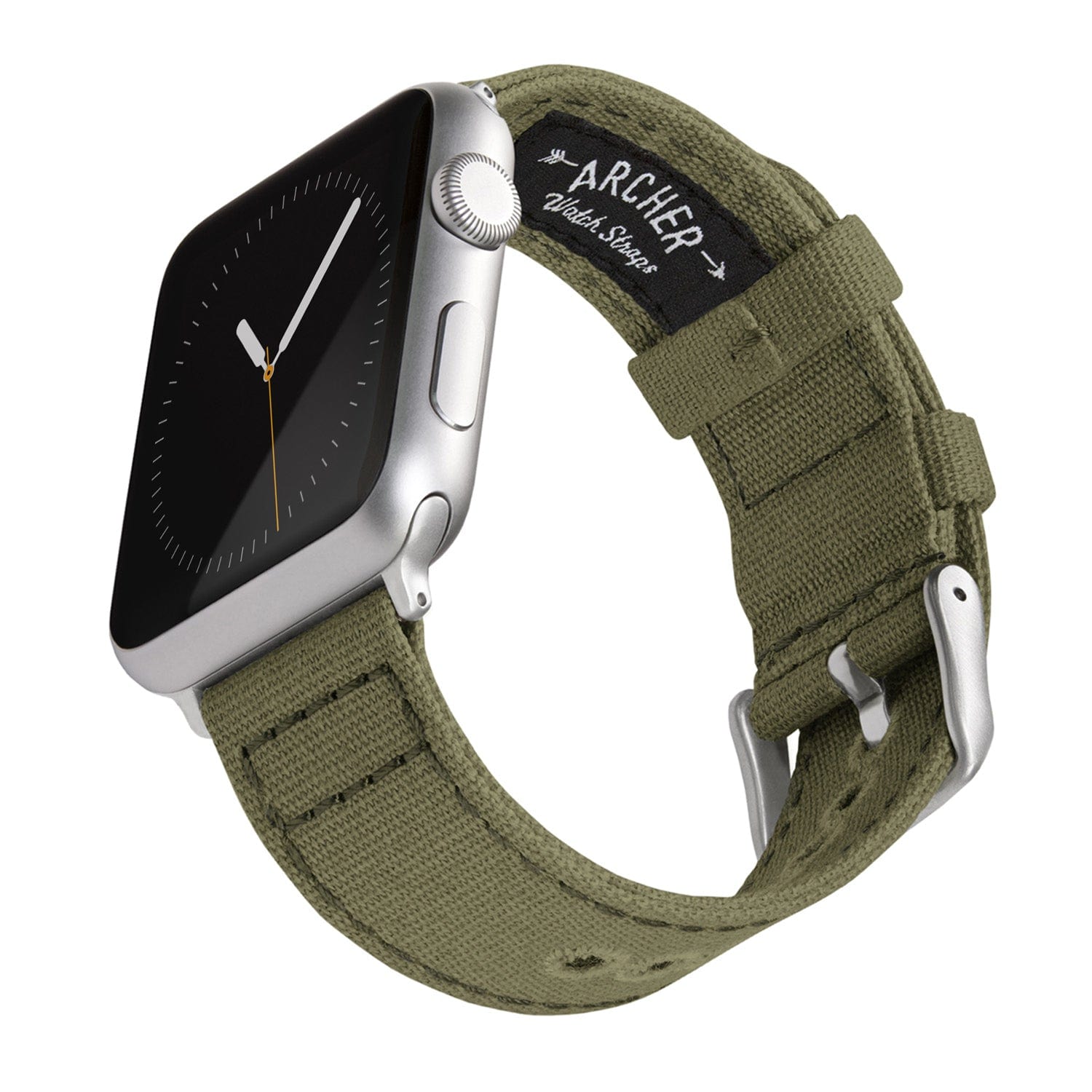 Apple Watch Canvas Watch Band - Faded Olive/Silver Aluminum