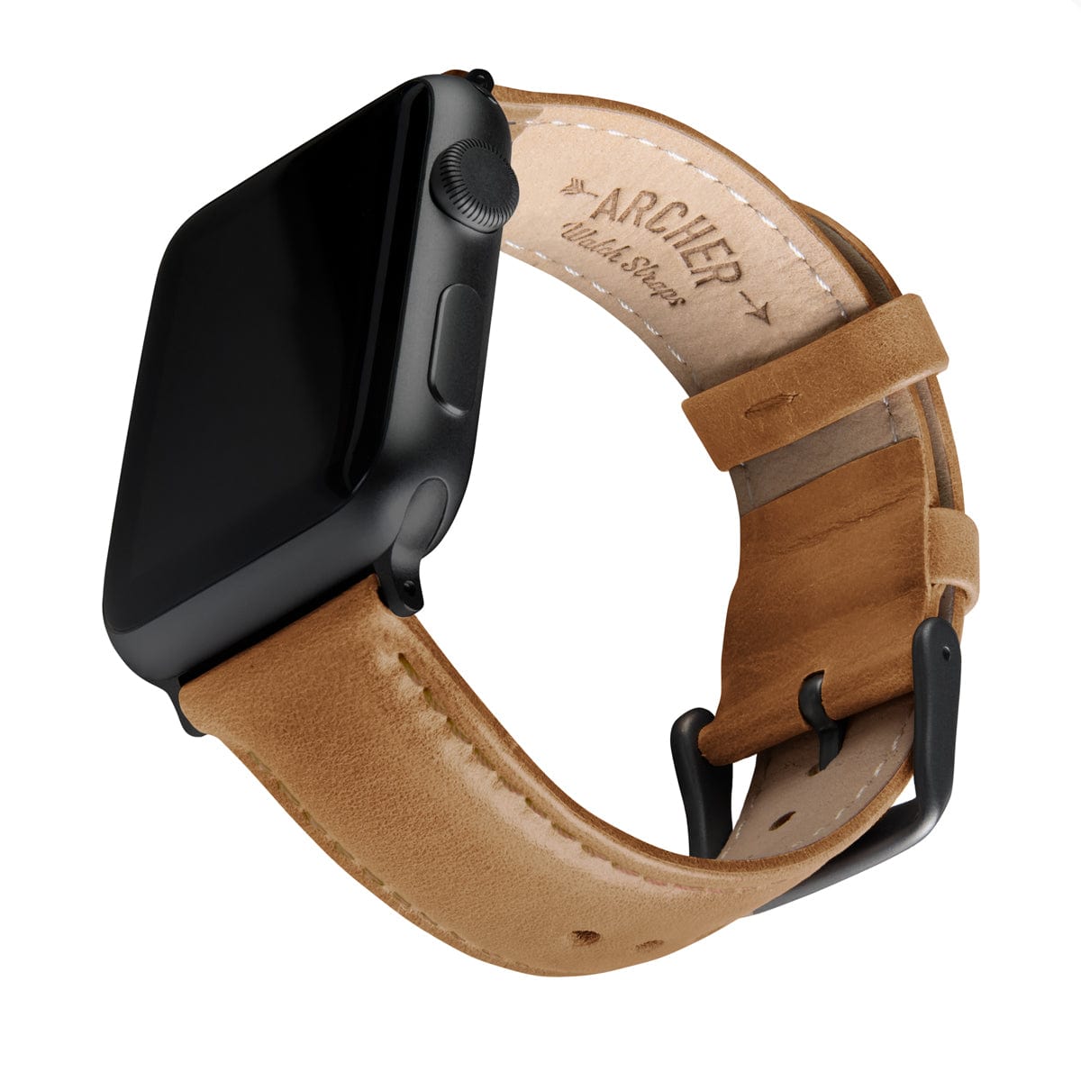 Apple Watch Leather Watch Band - Camel Tan/Matched/Space Gray – Archer ...