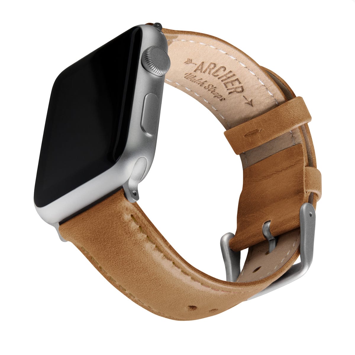 Apple Watch Leather - Camel Tan/Matched/Silver Aluminum – Archer Watch ...
