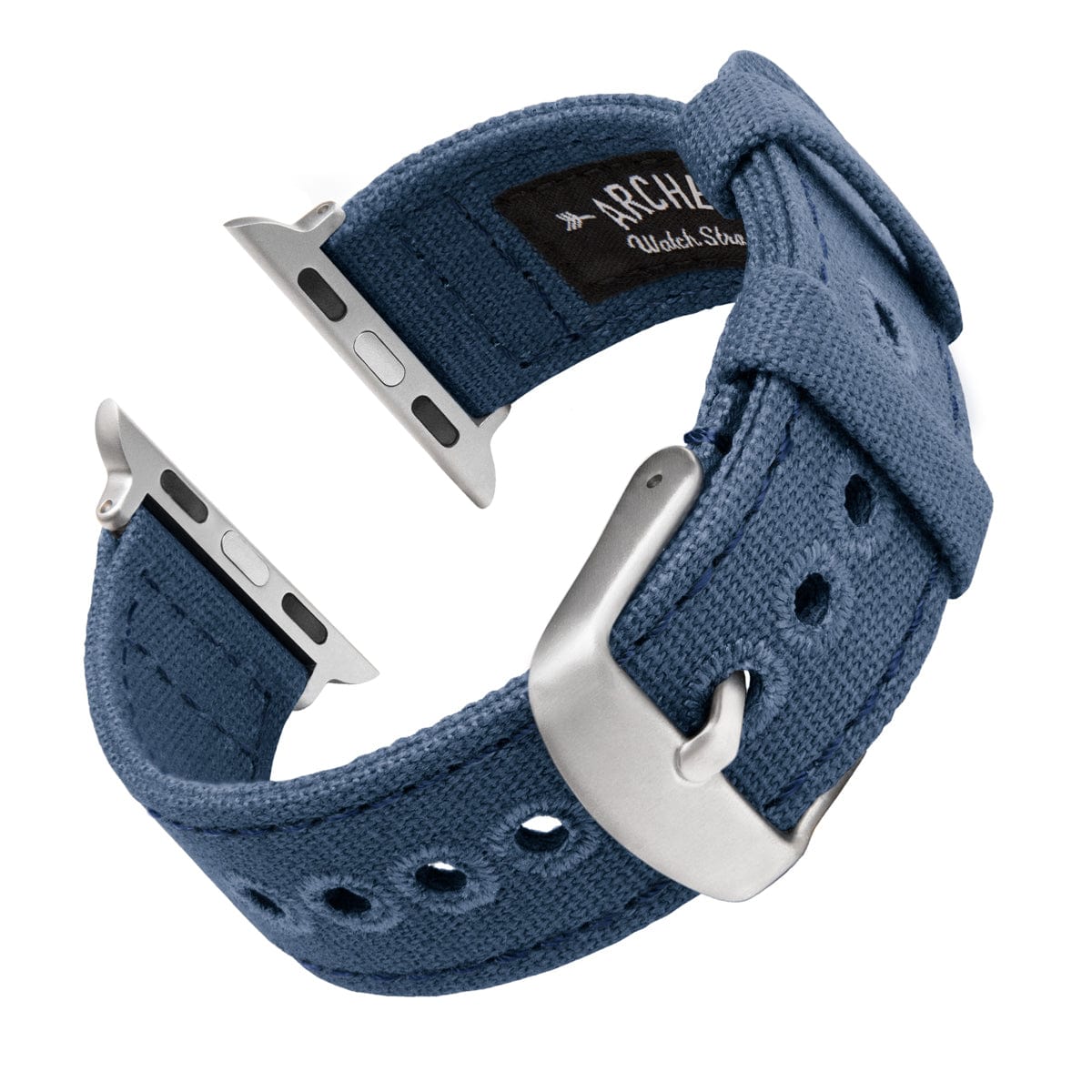 Apple Watch Canvas - Classic Denim Blue/Silver Aluminum – Archer Watch ...
